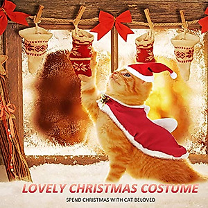 Syhood 4 Pieces Cat Christmas Costume Outfit Adjustable Cat Apparel Costume Cat Santa Christmas Hat and Scarf Cat Reindeer Antler Hat for Christmas Party Cosplay