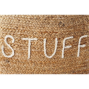 Mud Pie Embroidered Woven Basket Set, Tan, 9 3/4" x 13 3/4" dia