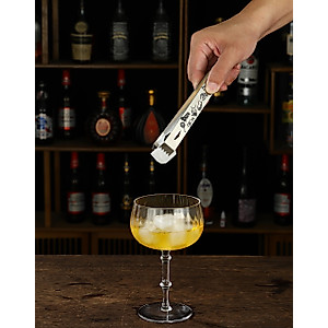 Cocktail Geek Etched Bartender Kit Cocktail Shaker Set-7 Pieces Stainless Steel Etching Bar Tools with Boston Shaker,Bar Spoon,Cocktail Muddler,Double Jigger,Cocktail Strainer,Ice Tongs