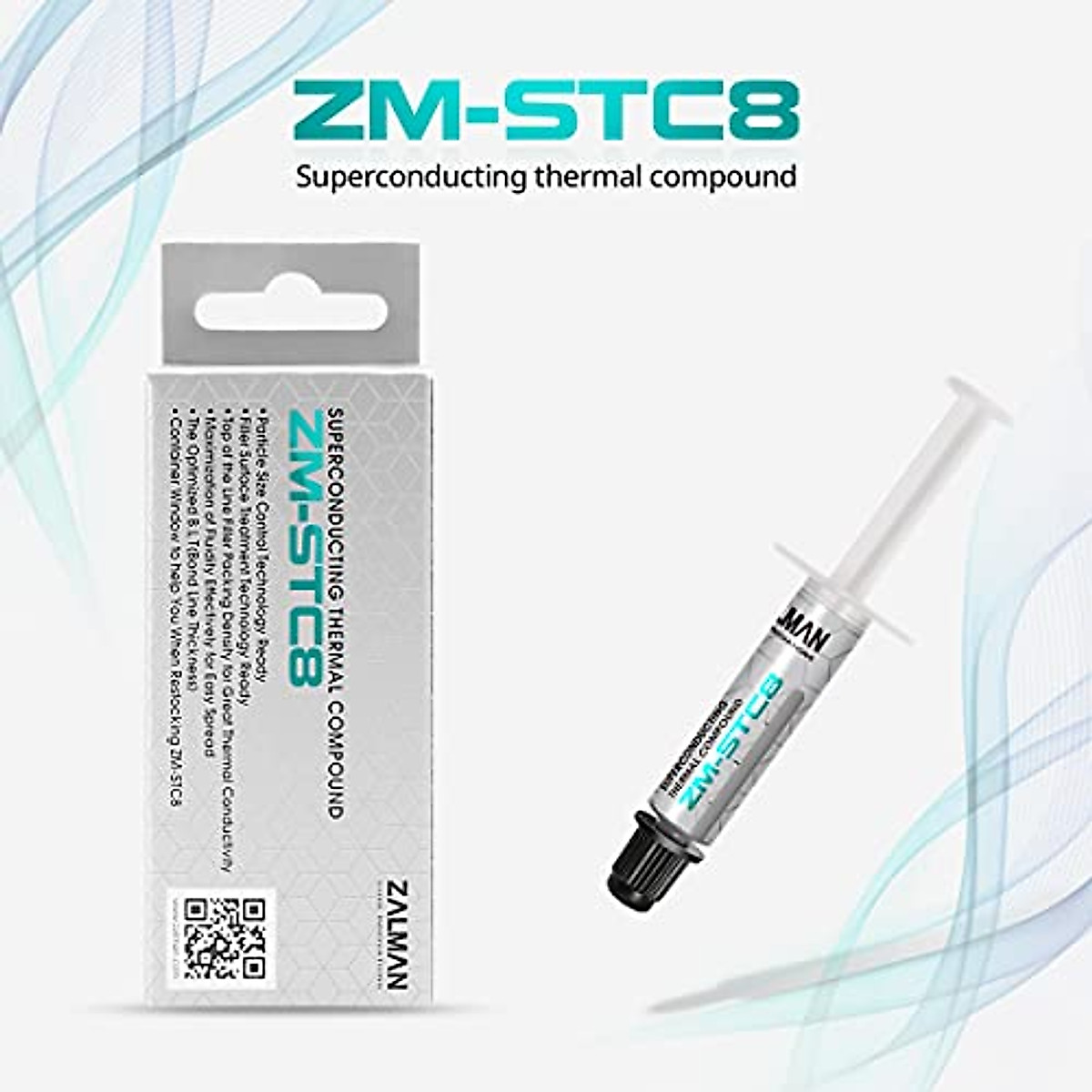 Zalman STC8 Thermal Paste, 1.5g Premium CPU Thermal Compound for All Processors, Heatsink, IC, Computer Processor, Cooler, GPU, Superconducting High Viscosity, 8.3 W/m-k, 350-480 Pa.s (ZM-STC8)
