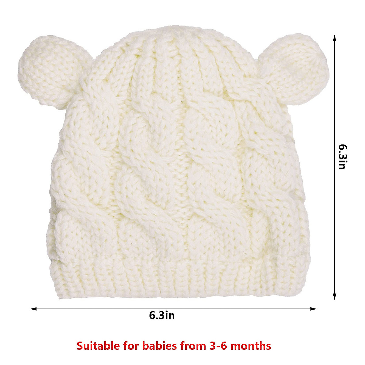 2 Set Newborn Winter Beanie Hats Gloves Kit for Baby Girls Boys Infant Toddler Warm Knitted Hats Glove Autumn Spring 3-6 Months (White & Pink)