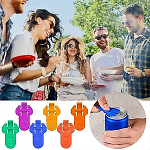 lfjfaecx Manual Easy Can Opener, 2/6/12 Pcs Soda Beer Can Opener Beverage Can Protector, Premium Plastic Shields Tab Openers for Pop, Cover Beer or Soda Cans at Picnic, BBQ (12pcs)