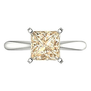 Clara Pucci 2.0 ct Princess Cut Solitaire Genuine Natural Morganite Engagement Wedding Bridal Promise Anniversary Ring 14k White Gold