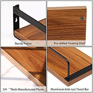 Floating Shelves for Bathroom Floating Shelves with Rails Decorative Storage Shelves with Towel Bar Matte Modern Black Metal Floating Shelves Wall Mounted Shelves for Kitchen, Bathroom, and Bedroom