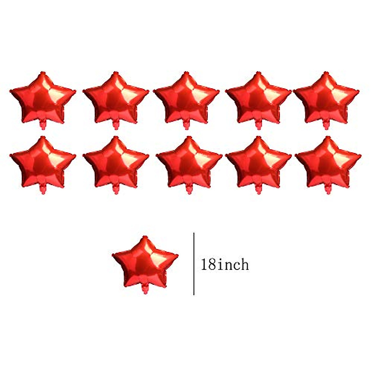 18 Inch Red Star Balloons, Aluminum Foil Balloon Mylar Balloon for Birthday, Wedding, Baby Shower, Party Decoration,10Pcs