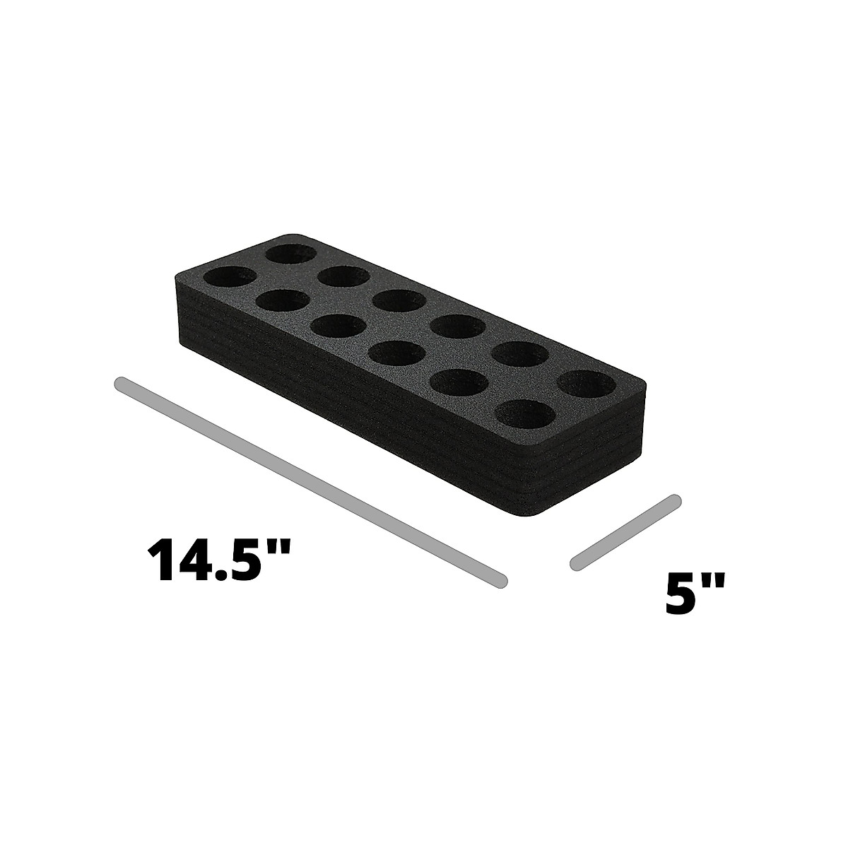 Polar Whale 2 Shot Glass Holders Organizer Modern Tray for Home Kitchen Bar or Club Party Durable Black Foam Serving Rack 14.5 Inches Each Holds 12 Shots