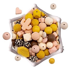 let's make 100pcs Silicone Loose Beads, DIY Beads Kit for Bracelets Making/Necklace Making/Jewelry Making Supplies - Shaped Beads Bulk Round Assorted Beads Honeycomb Silicone Beads