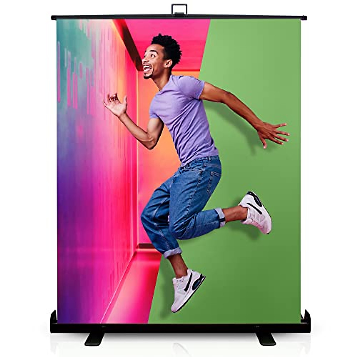 KHOMO GEAR Collapsible Chromakey Panel Green Screen for Photo Backdrop Video Studio, Live Game, Portable Pull Up, Solid Aluminium Base Wrinkle-Resistant Fabric, Auto-Locking Air Cushion Frame