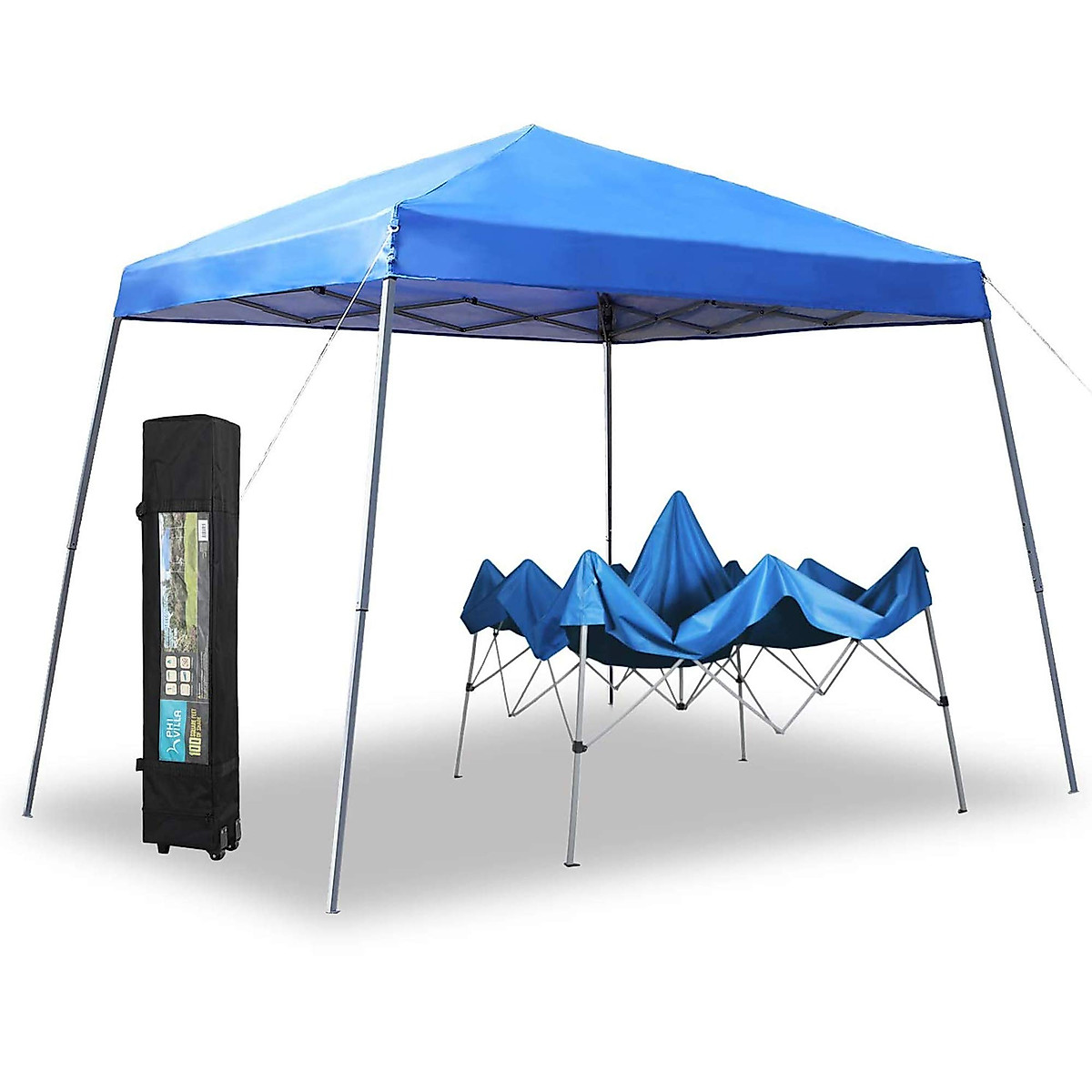 PHI VILLA 12'x12' Slant Leg UV Block Sun Shade Canopy with Hardware Kits, Shade for Patio Outdoor Garden Events, Blue