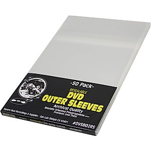 (50) DVD Outer Sleeves - "Super Polyclear" Resealable - Fits Standard 14mm-15mm DVD Cases - DVSB02RS
