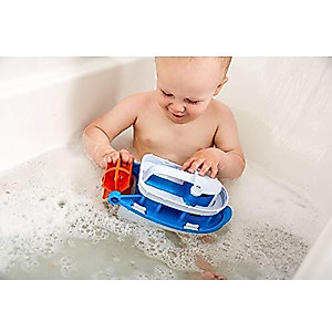 Green Toys Paddle Boat, Blue/Grey - Pretend Play, Motor Skills, Kids Bath Toy Floating Pouring Vehicle. No BPA, phthalates, PVC. Dishwasher Safe, Recycled Plastic, Made in USA.
