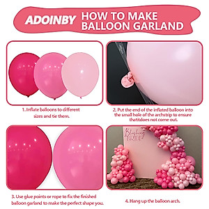 Pink Balloons Arch Kit, ADOINBY 139Pcs Pastel Pink Hot Pink Balloon Garland kit, 18 12 10 5 Inch Different Size Balloons for Wedding Birthday Princess Theme Baby Shower Bridal Shower Party Decorations