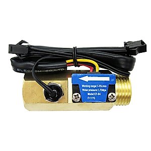 DIGITEN Water Flow Sensor G1/2"Thread Female to Male, Hall Sensor Flow Meter Flowmeter Counter with Temperature Sensor 1-25L/min