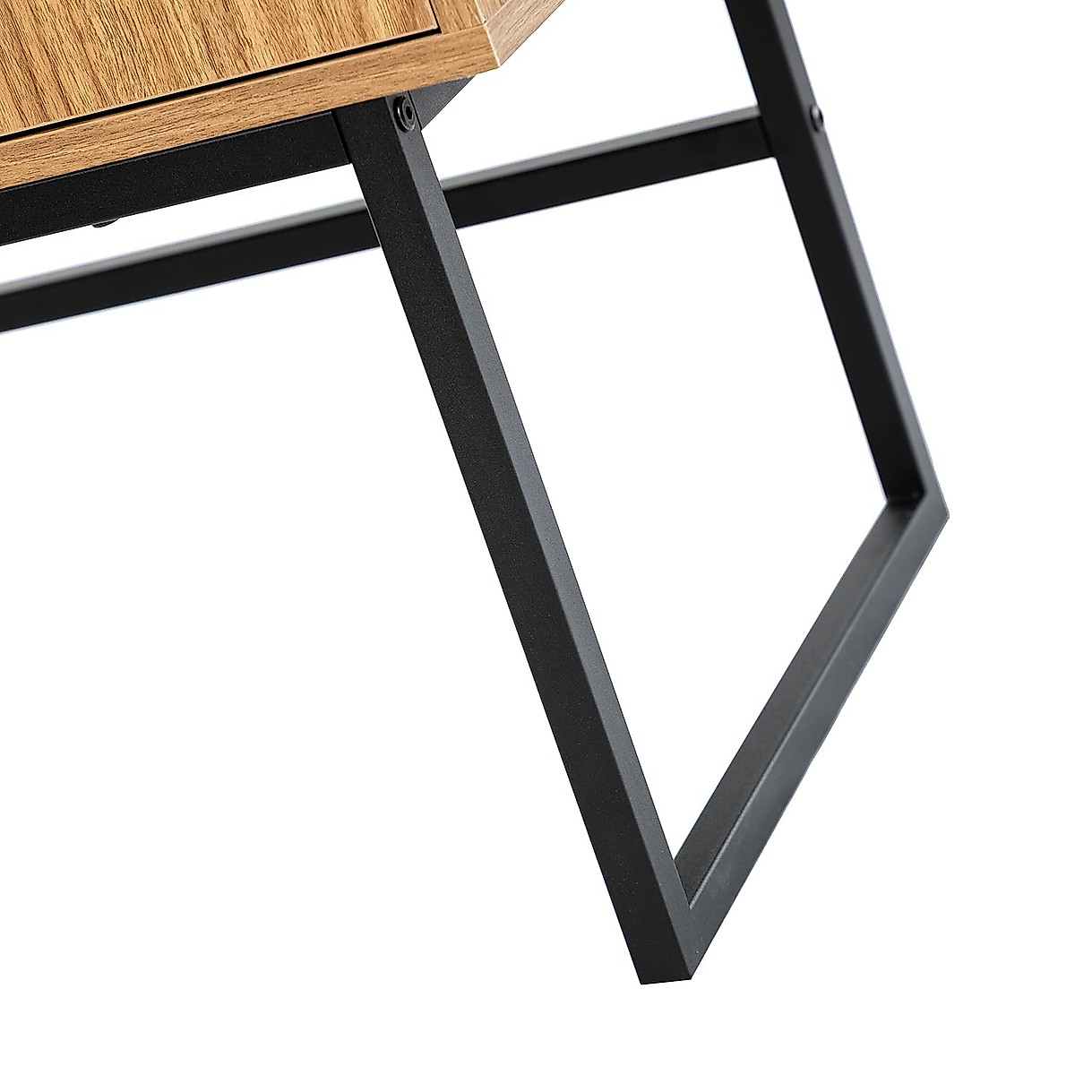 Farmhouse Storage Cabinet Solid Wood Sideboard Accent Cabinet 2 Rattan Doors Buffet Cabinet Locker with Interior Shelves & Black Metal Base for Entryway Living Room Bedroom Dining Room (Brown)