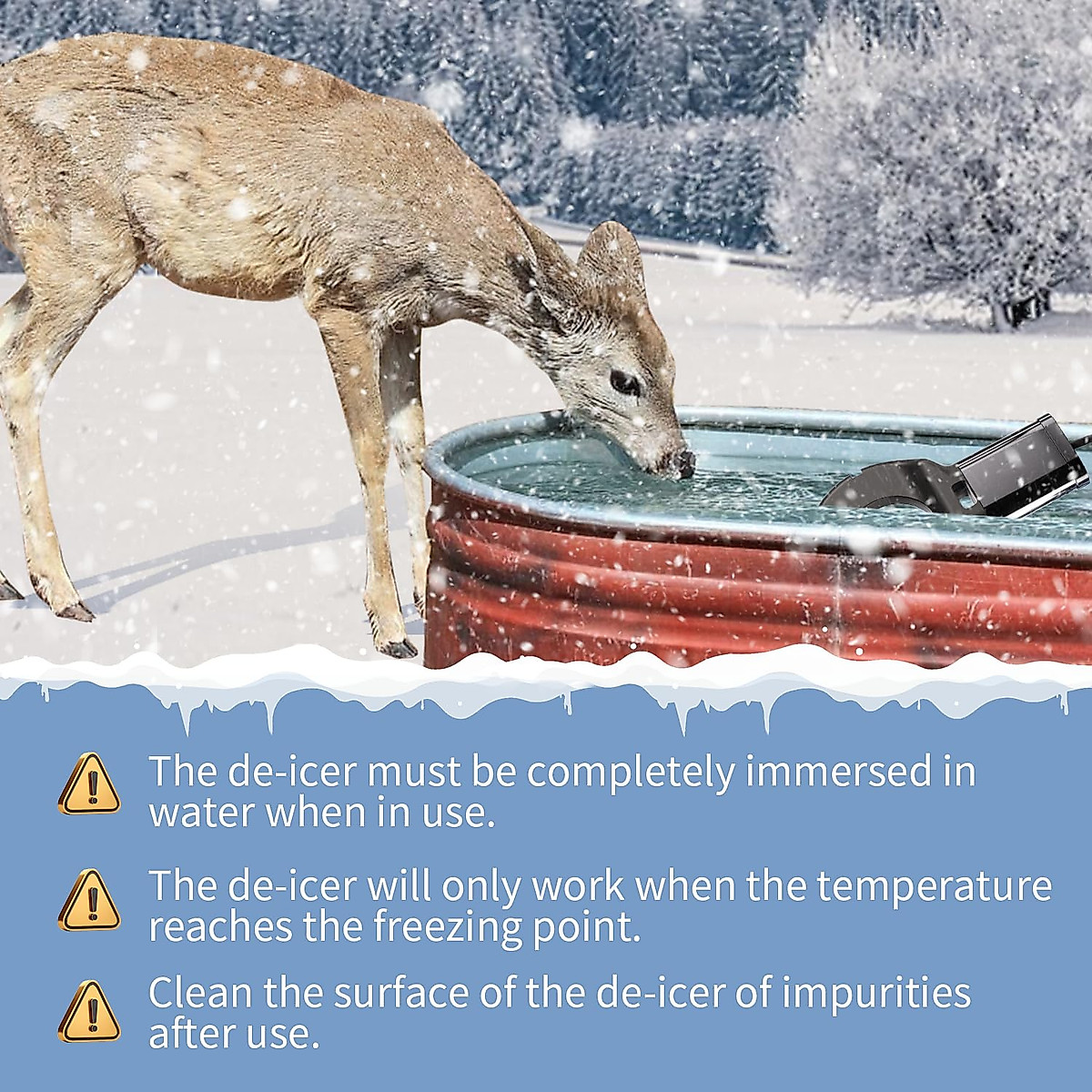 GUEOQTC 500 Watt Pond De-Icer with Thermostat, Cast Aluminum Submersible Bird Bath Heater, Heated Chicken Water, Power Cord 9.8 Ft.…