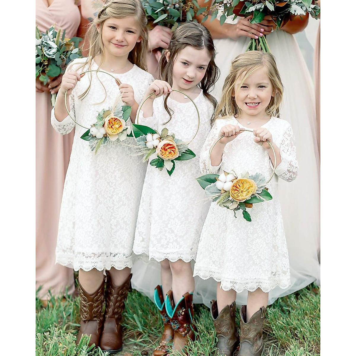 Cutiego Rustic Flower Girl Dress (2T, White)