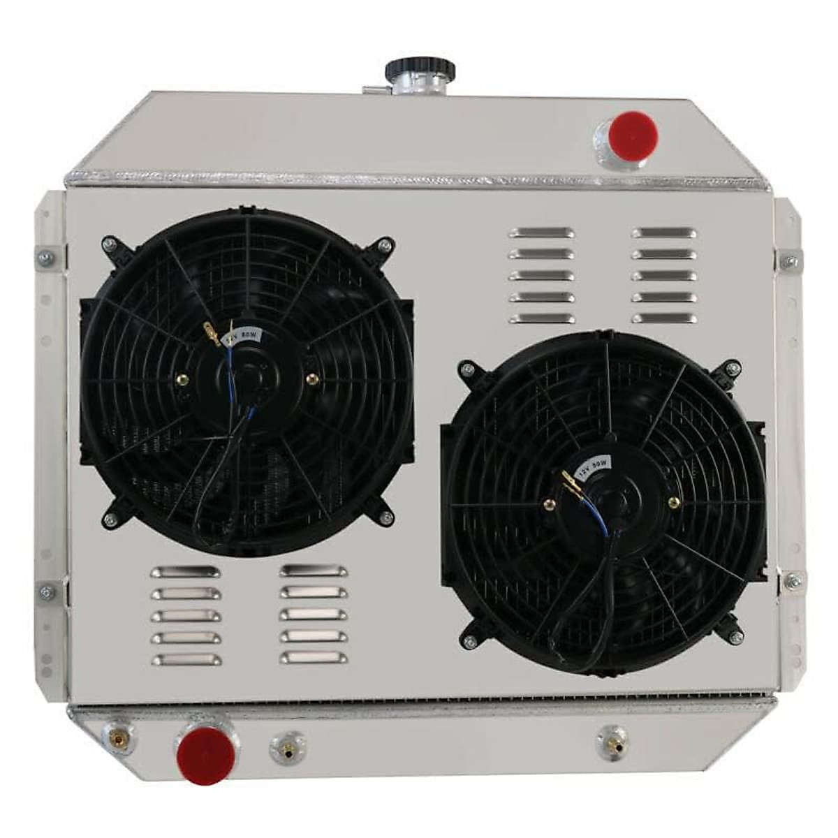 EGINCOOLER 4 Row Core Aluminum Radiator for 1966 1967 1968 1969 1970 1971 1972-1979 Ford F100 F150 F250 F350 Pickup Truck Bronco L6 V8 Engines+ 2 X 12" Fan Shroud +Relay