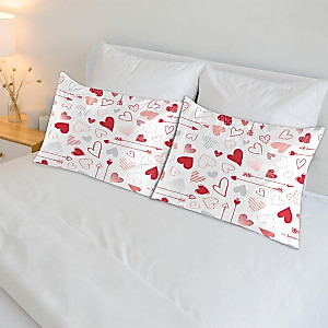 Arrows Heart Satin Pillow Cases Silk Satin Pillowcase for Hair and Skin Standard Set of 2 Super Soft Silk Pillowcase with Envelope Closure (20x26 in)