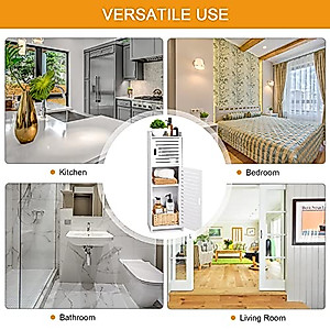 YARUKIMA Bathroom Storage Cabinet,Toilet Side Storage Organizer Floor Freestanding Cabinet with Shelves and Door,Bathroom Furniture,Side Table/Nightstand/Side Cabinet for Bedroom Living Room, White