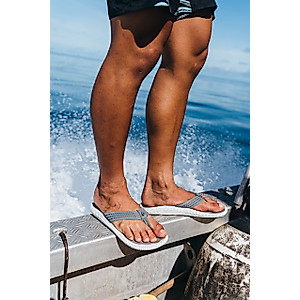 OLUKAI Ulele Men's Beach Sandals, Quick-Dry Flip-Flop Slides, Water Resistant Suede Lining & Wet Grip Soles, Soft Comfort Fit & Arch Support, Stone/Stone, 10