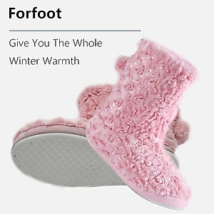 Forfoot House Slippers for Women, Warm Ladies Barbie Pink Slipper Boots Comfy Home Bedroom Plush Lined Non Slip Indoor Shoes Size 9.5