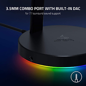 Razer Base Station V2 Chroma - Chroma Enabled Headset Stand with 3.1 USB Hub and 7.1 Surround Sound (2 USB 3.1 Ports, Intergrated Headset Stand, Non-Slip Base, Chroma RGB) Black