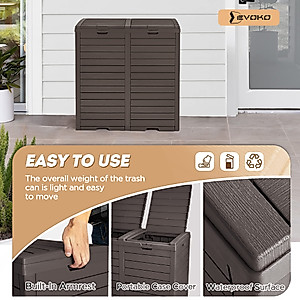 Devoko 78 Gallon Resin Trash Can Outdoor Double Waste Bin Trash with Drip Tray Armrest for Garage Two Trash Bags for Patio Hideaway Kitchens