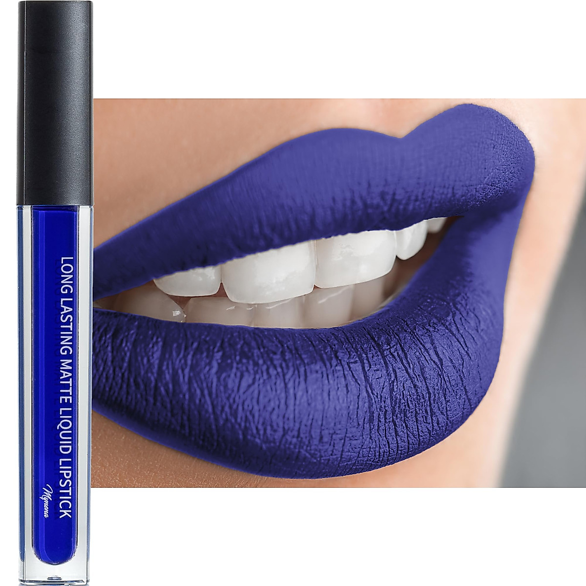 Mynena Blue Long-Lasting Matte Liquid Lipstick | Intense Color, Smudge-Proof & Waterproof | Comfortable, Hydrating Shea Butter | Vegan & Cruelty-Free | Mavi