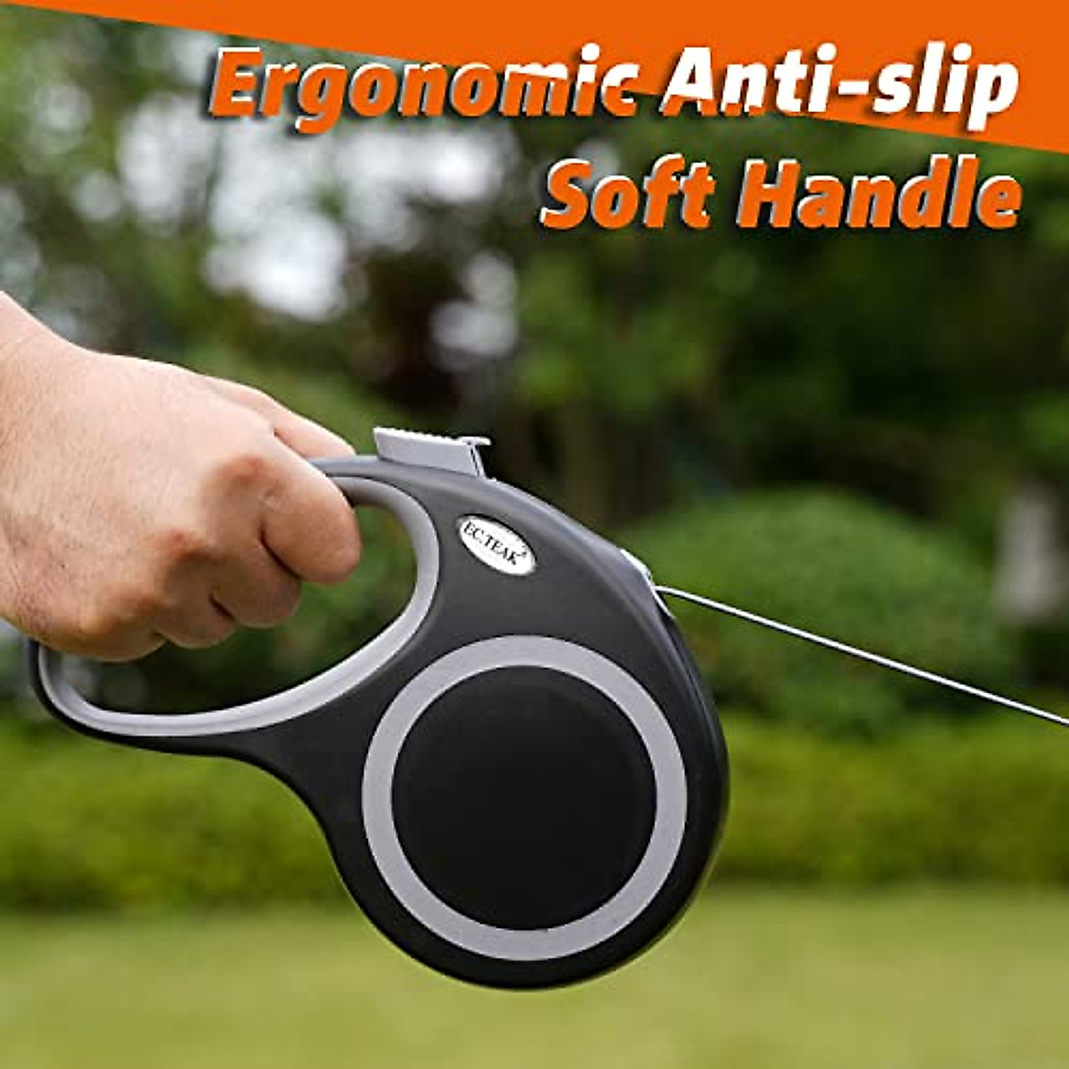 EC.TEAK Retractable Dog Leash, 26 FT Dog Walking Leash for Medium Large Dogs up to 110lbs, One Button Break & Lock, Heavy Duty No Tangle