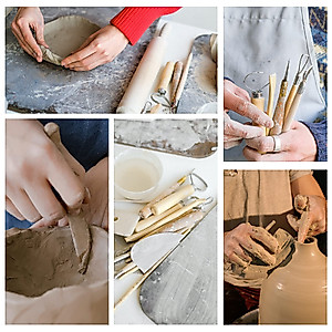 Pottery Tool Kit, 17pcs Polymer Clay Tools, Modeling Clay Sculpting Tools Kit, Ceramics Tools, Trimming, Embossing Pattern, Smooth Wooden Handles