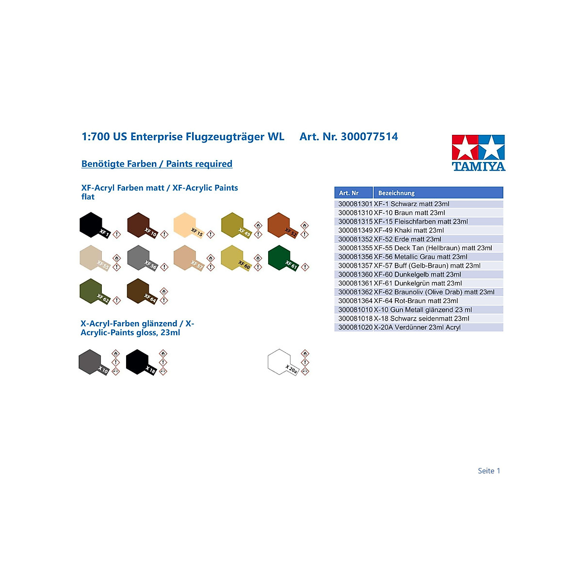 TAMIYA 1/700 Enterprise Carrier TAM77514 Plastic Models Boats