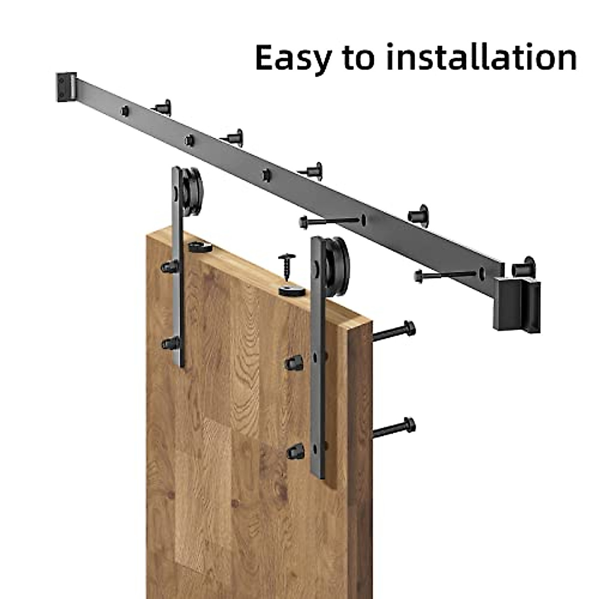 HOME MASTER HARDWARE 6.6 FT Heavy Duty Sturdy Sliding Barn Door Hardware Kit (Whole Set Includes 1x Pull Handle Set & 1x Floor Guide & 1x Latch Lock) Fit 36"- 40" Wide Door Panel (I Shape Hanger)