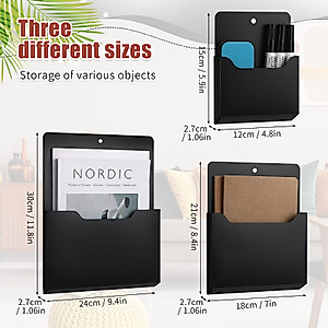 Patelai 3 Pcs Magnetic Wall File Holder Refrigerator Magnetic Locker Mail Organizer Wall Mount for File Cabinets Paper Magazine Pockets Storage Office(Multi Size,Black)