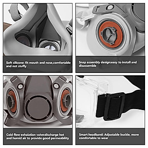 Respirator Mask, Half Face Cover Gas Mask with Safety Glasses Reusable Professional Breathing Protection, for Painting, Organic Vapor, Welding, Polishing, Woodworking and Other Work Protection