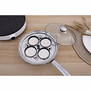 Egg Poacher Pan - Stainless Steel Poached Egg Cooker – Perfect Poached Egg Maker – Induction Cooktop Egg Poachers Cookware Set with 4 Nonstick Large PFOA FREE Egg Poacher Cups and Silicone Spatula