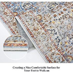 HY HAO YUN LAI Non Slip Runners for Hallways,Washable Hallway Long Ultra Soft Kitchen Non Shedding Accent Farmhouse Runner Rugs (Blue, 2 X 12)