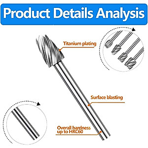 QLOUNI 20pcs Rotary Bit Burrs Set HSS Tungsten Carbide Wood Milling Burrs with 1/8’’(3mm) Shank for DIY Woodworking, Carving, Engraving, Drilling