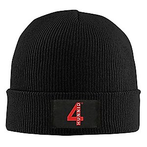 Winter 4hunnid-logo Black Unisex Warm Wool Hat For Men's