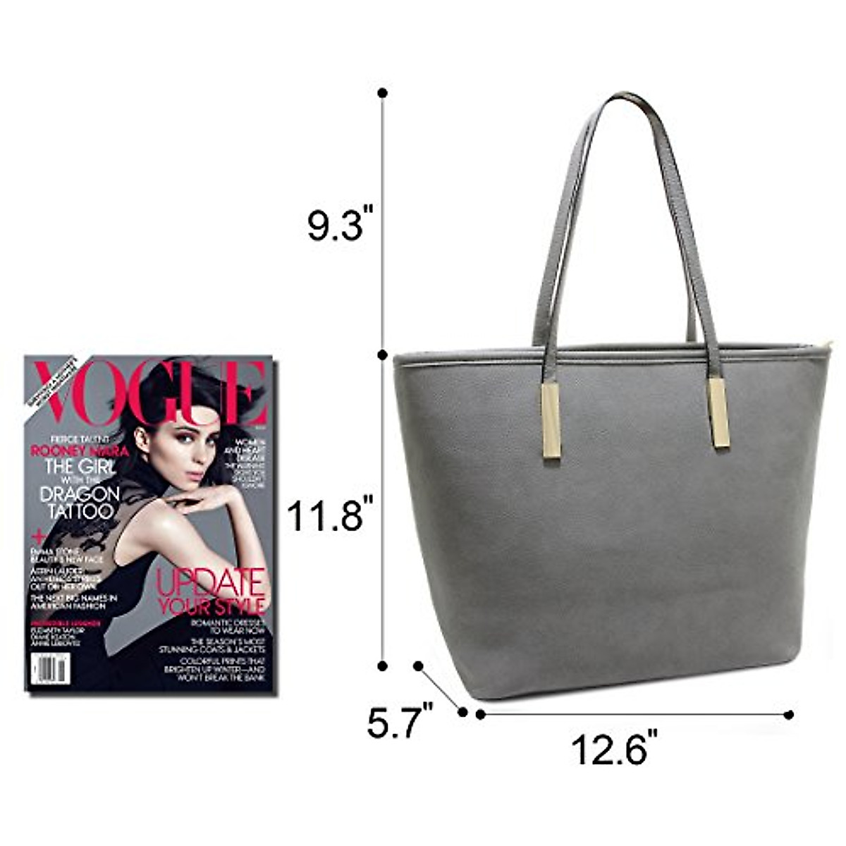 Simple Solid Color Pu Leather Top Handle Satchel Handbags for Women Shoulder Bags(Grey)