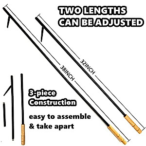 ZBXHJJZW 38 Inch Campfire Poker with Blow Poke Function and 25 Inch Fireplace Wood Stove Firewood Tongs Accessories Tools, 3 Part Assembled Fire Pit Poker …