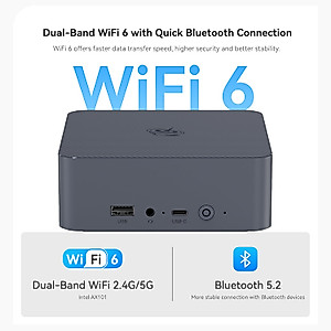 Beelink EQi12 Mini PC, Intel Core 1220P (up to 4.4GHz) 10C/12T, Mini Computer 24GB LPDDR5 5200MHz 500GB PCIe4.0 SSD, Dual HDMI Display 4K 60Hz/WiFi6/BT5.2/HTPC/NPU/AI/Built-in PSU
