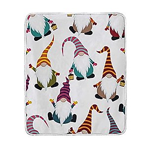 Throw Blanket Christmas Xmas Funny Gnomes Soft Blanket for Bed Couch Sofa Lightweight Travell Camping, 50 x 60 Inch