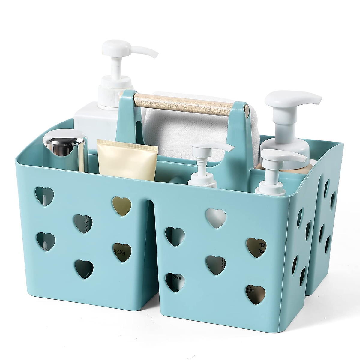 Anyoifax Portable Shower Caddy Plastic Shower Basket Organizer Divided Bathroom Caddy Storage Cleanning Caddy Tote with Handle for College, Dorm Room, Kitchen, Blue