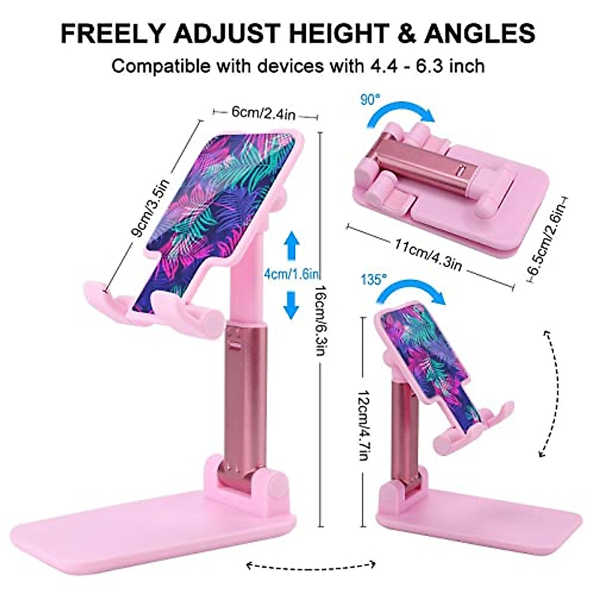 Neon Tropical Palm Leaf Funny Foldable Desktop Cell Phone Holder Portable Adjustable Stand Desk Accessories