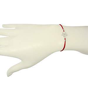 Martinuzzi Accessories Red Kabbalah String Bracelet with Sterling Silver Hamsa Hand Charm (Sterling Silver)