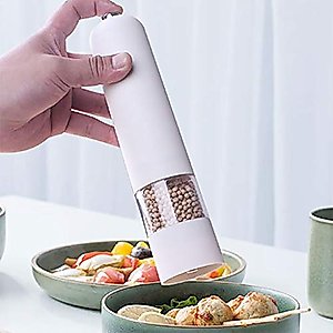Electric Pepper Grinder, Battery Powered Salt and Pepper Grinder Set, Black Pepper and Pepper Grinder, Electric Salt and Pepper Grinder Set, One Hand Automatic Operation, Kitchen Gadgets (white)