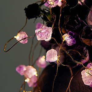 Nature Amethyst Crystal String Lights for Bedroom 10FT 40LEDs USB/Battery Operated Grape Crystal Light Pure Purple Fairy Lights Plug in for Natural Life Cute String Lights for Office