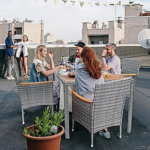 ARTBUSKE 7 Piece Outdoor Furniture Patio Table and Chairs Set of 6 Outdoor Dining Set for 6 Patio Dining Sets Back Yard Furniture Set for Outside Patio Garden Poolside