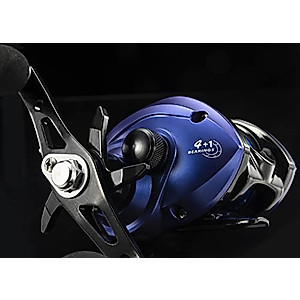 Mifine Magic Baitcaster Reels,6.3:1 Gear Ratio Baitcasting Fishing Reel Low Profile with 13.2lb Carbon Fiber Drag,Ultralight Casting Reel Cross-Fire 5 Magnet Braking System(Blue,Left Handed)