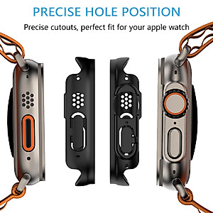 COMMUTER 3 Pack for Apple Watch Ultra 49mm Privacy Screen Protector with Hard PC Case, [Anti-Peeping] Tempered Glass Cover Bumper for iWatch Series 8 Ultra 49mm, Black/Black/Black